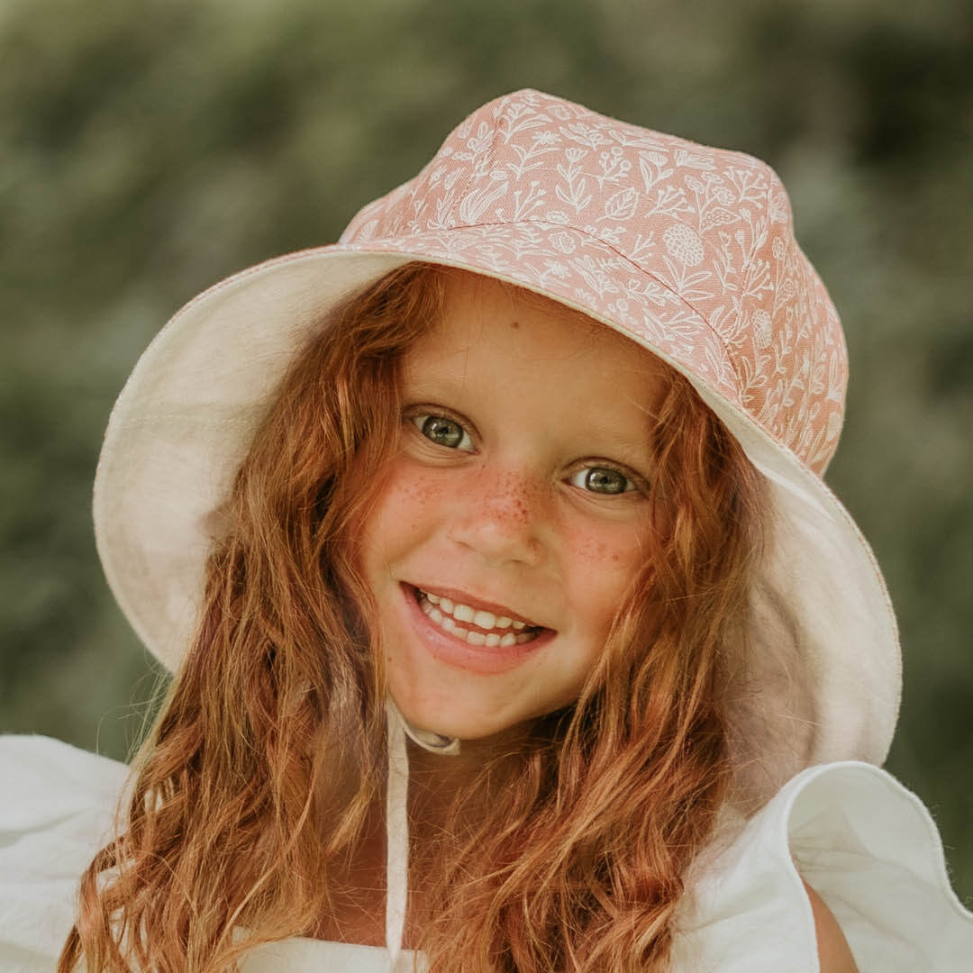 Bedhead Hats - 'Wanderer' Girls Panelled Bucket Sun Hat - Freya/Flax ...